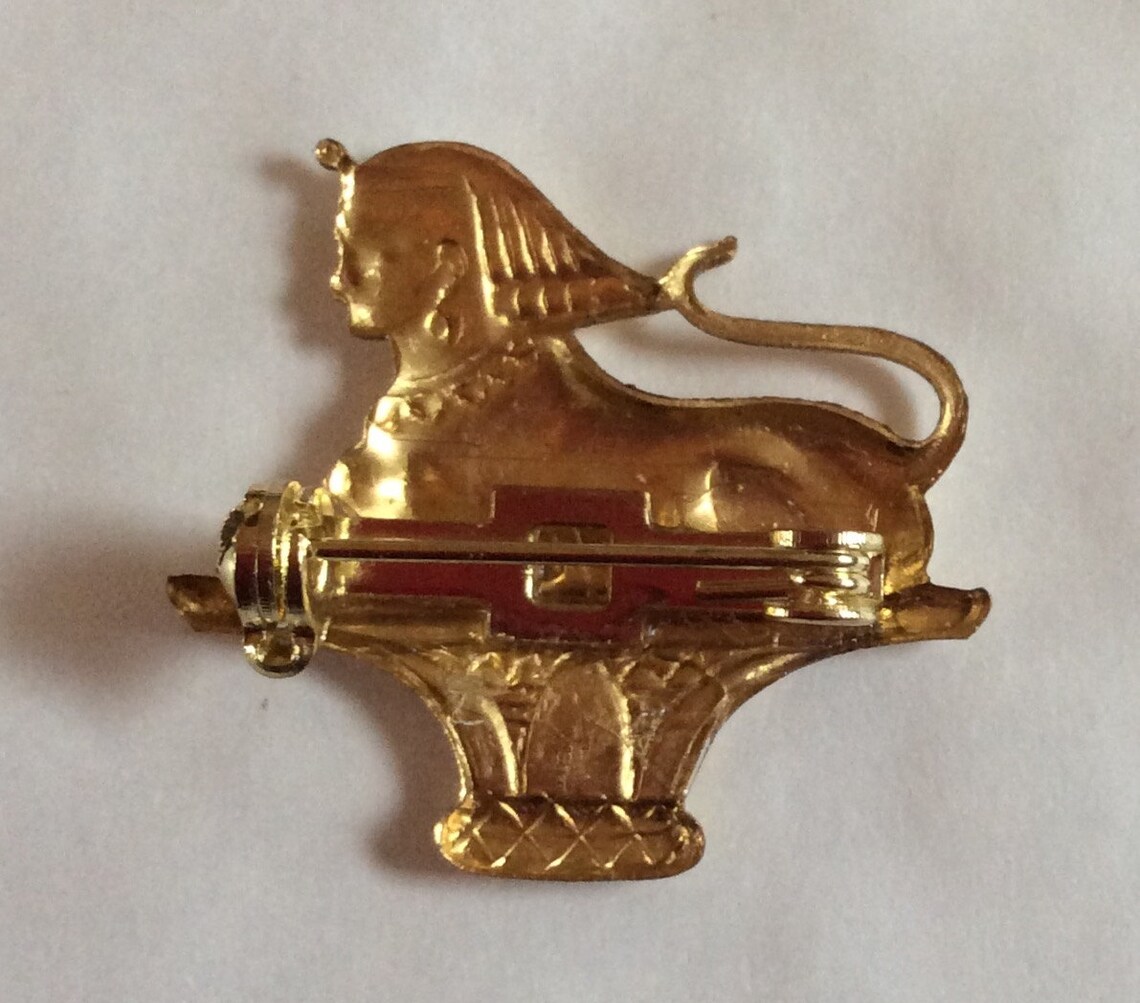 Egyptian Cleopatra Sphinx Egypt Charm Raw Brass Brooch Pin | Etsy