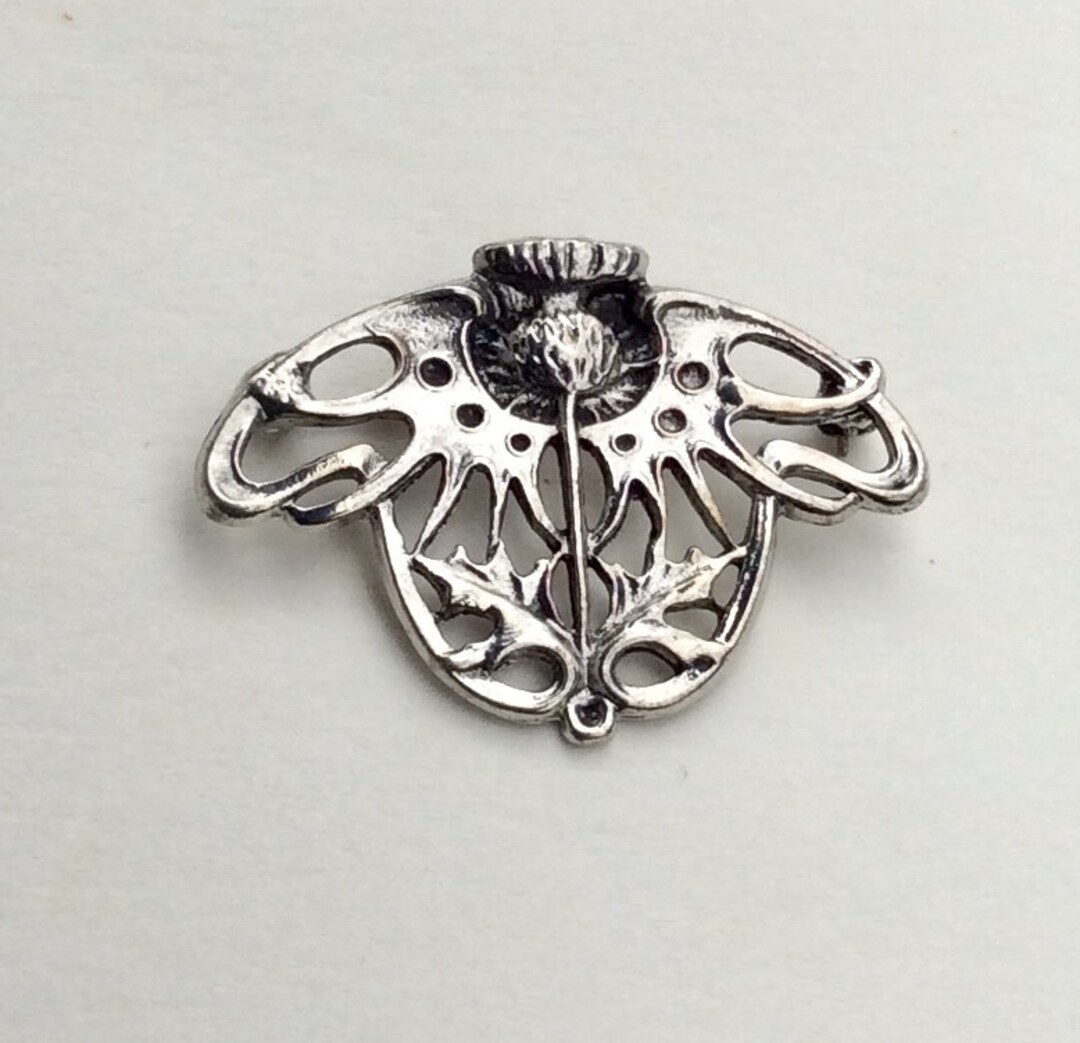Art Nouveau Scottish Icon Thistle Silver Plated Vintage Brooch / Pin ...
