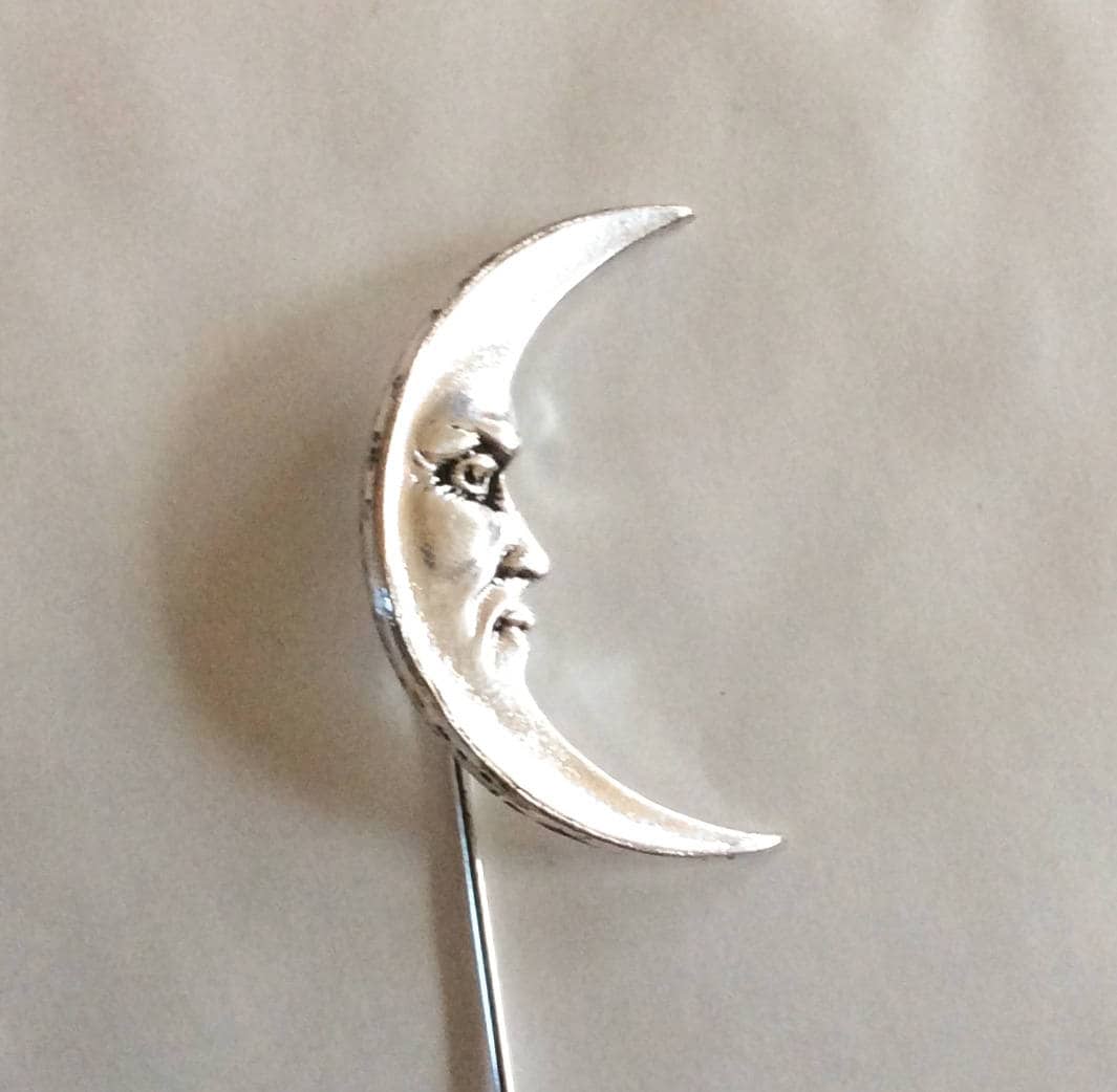 Moon Stick Pin Art Nouveau Style Silver Plated Man in the Moon - Etsy UK