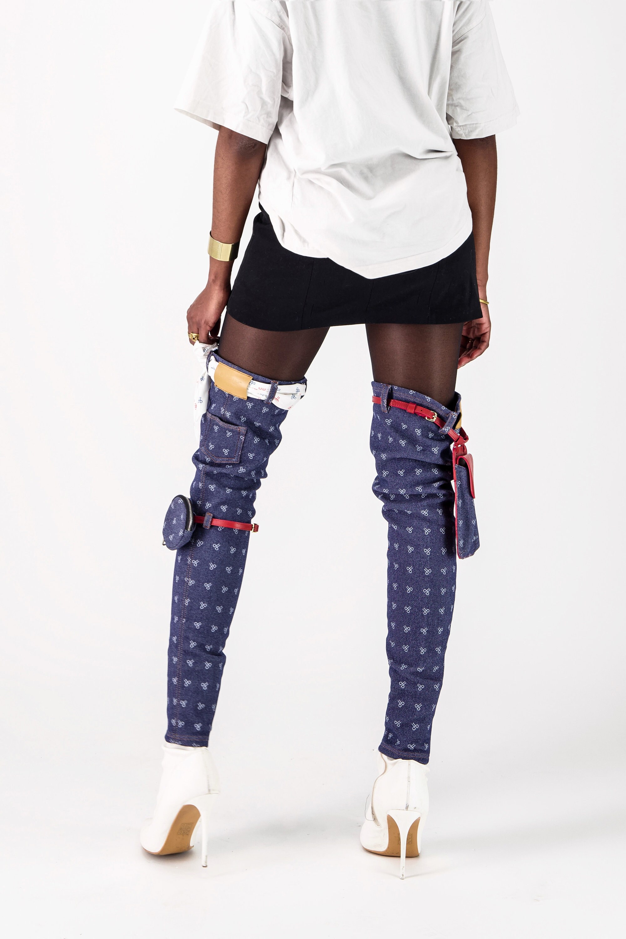 PIMP UP™ LARA Heart Denim Thigh High Covers • Unisex Shoe Accessory ...