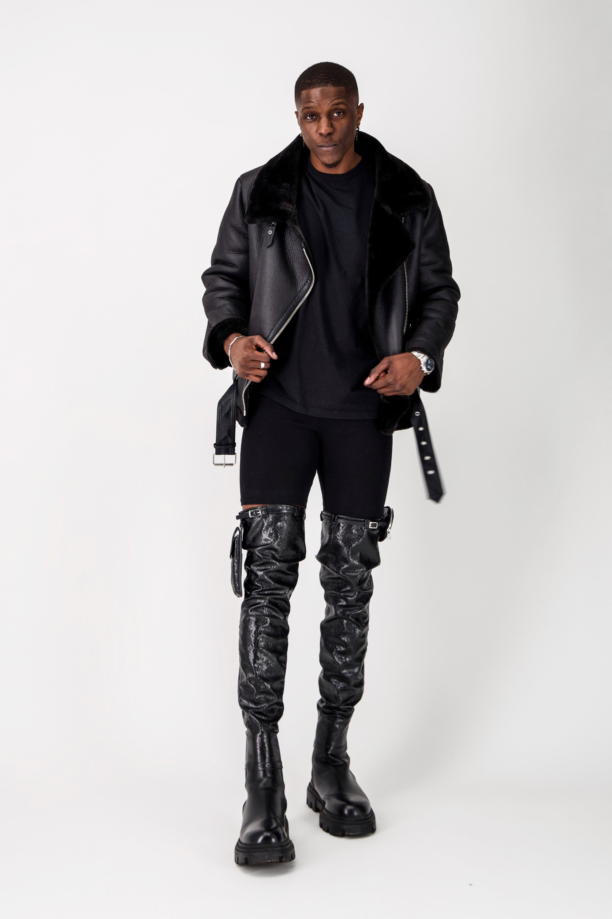 PIMP UP™ LARA Black Croco Thigh High Covers • Unisex Shoe Accessory ...
