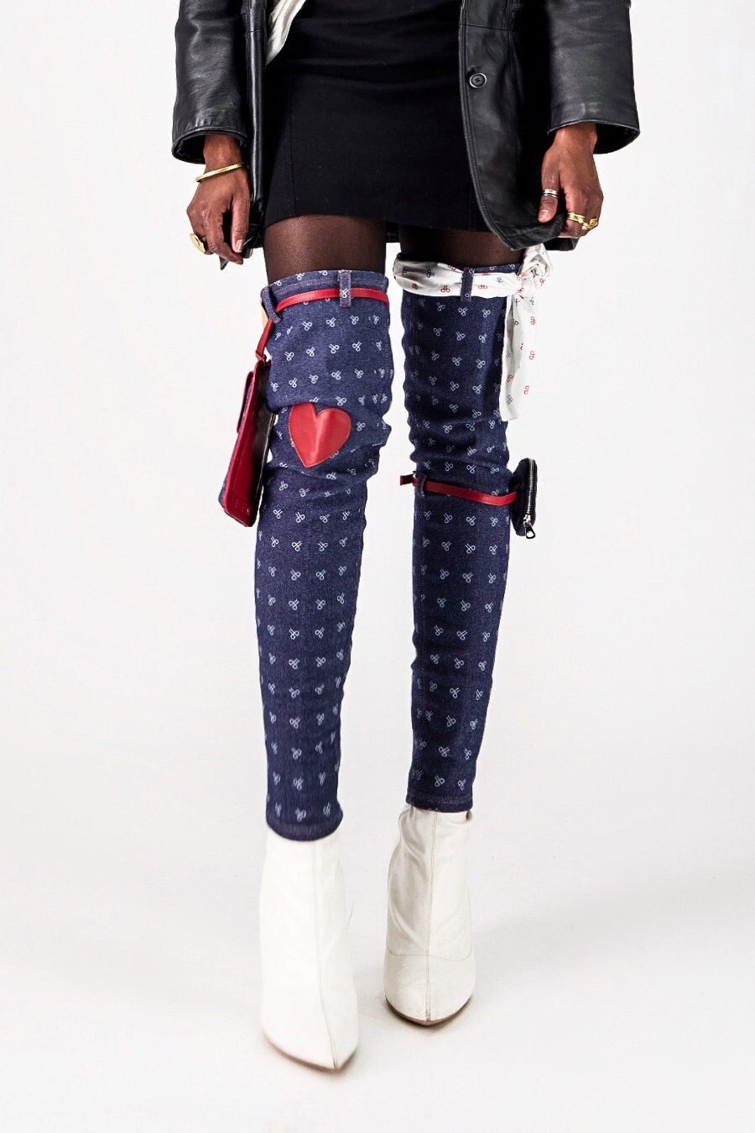 PIMP UP™ LARA Heart Denim Thigh High Covers • Unisex Shoe Accessory ...