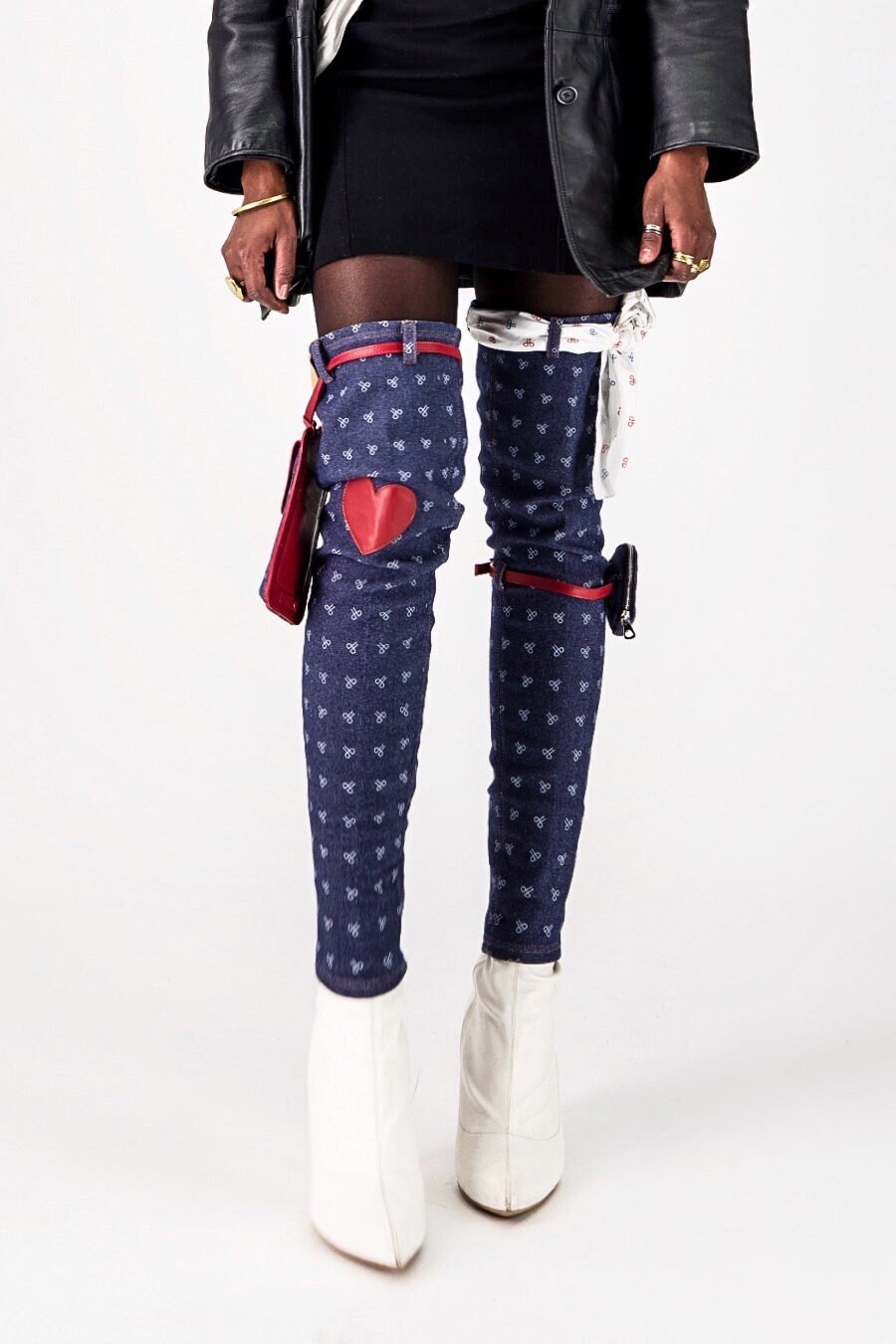 PIMP UP™ LARA Heart Denim Thigh High Covers • Unisex Shoe Accessory ...