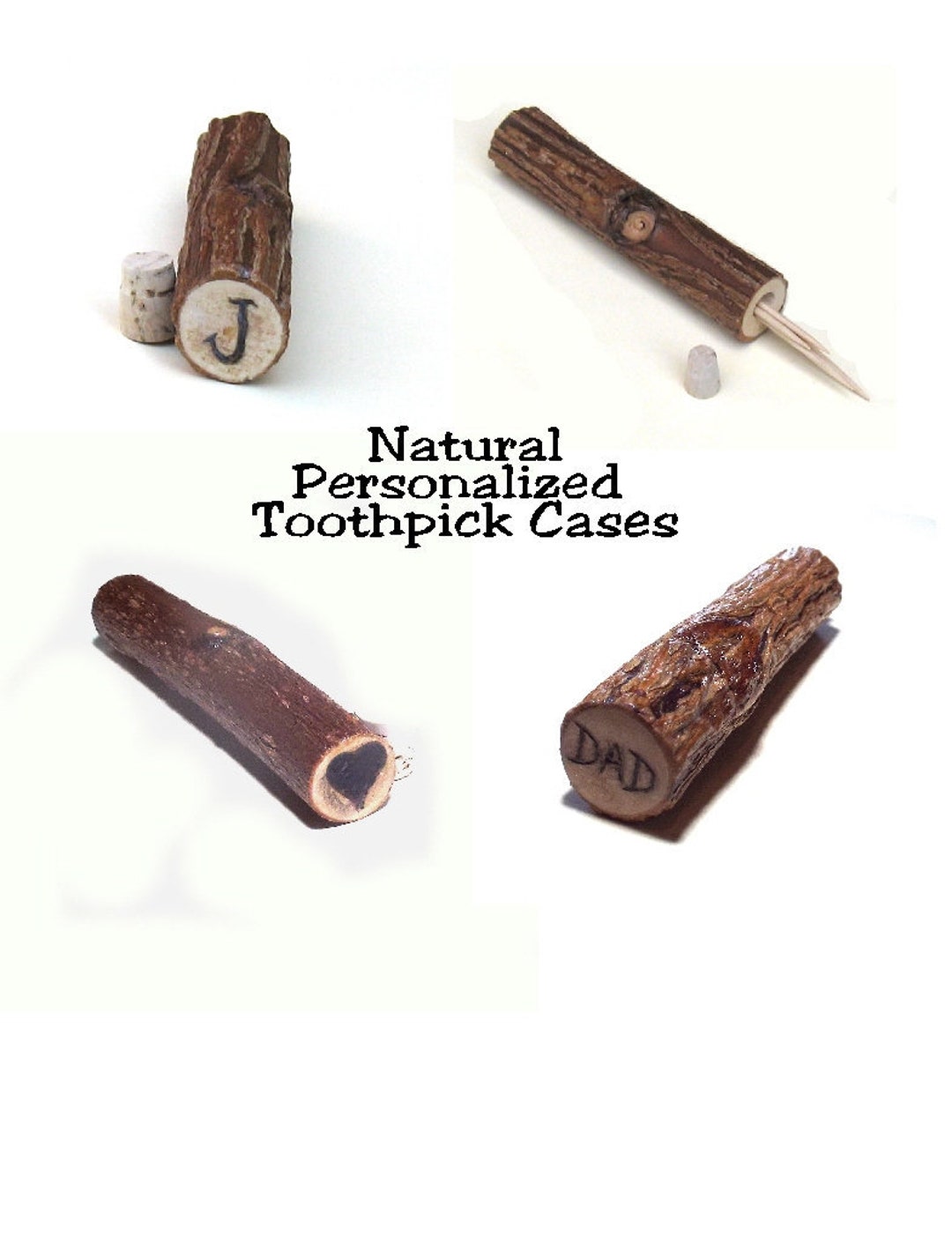 Personalized Initial Toothpick Case Natural Unique Useful Custom Case ...