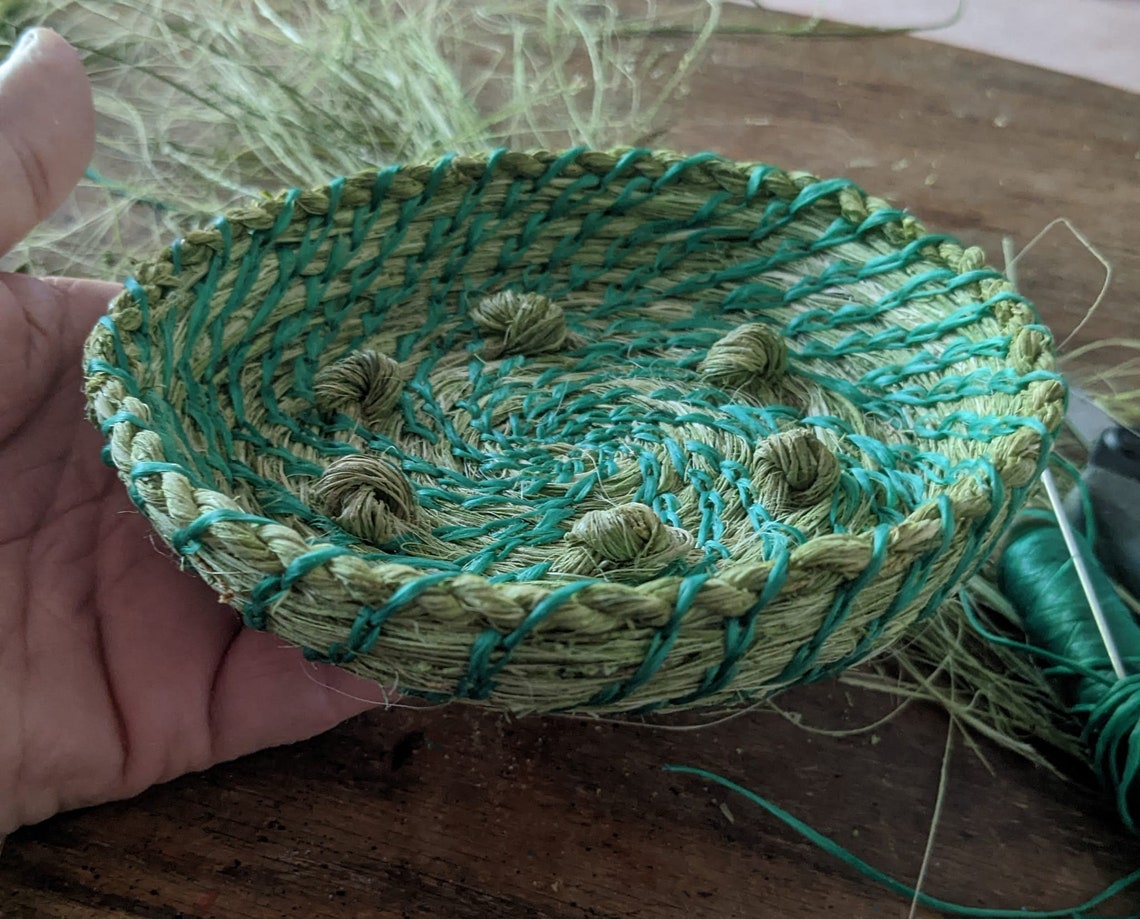Yucca Knots Natural Light Green Fiber Baskets Coiling Basketry | Etsy
