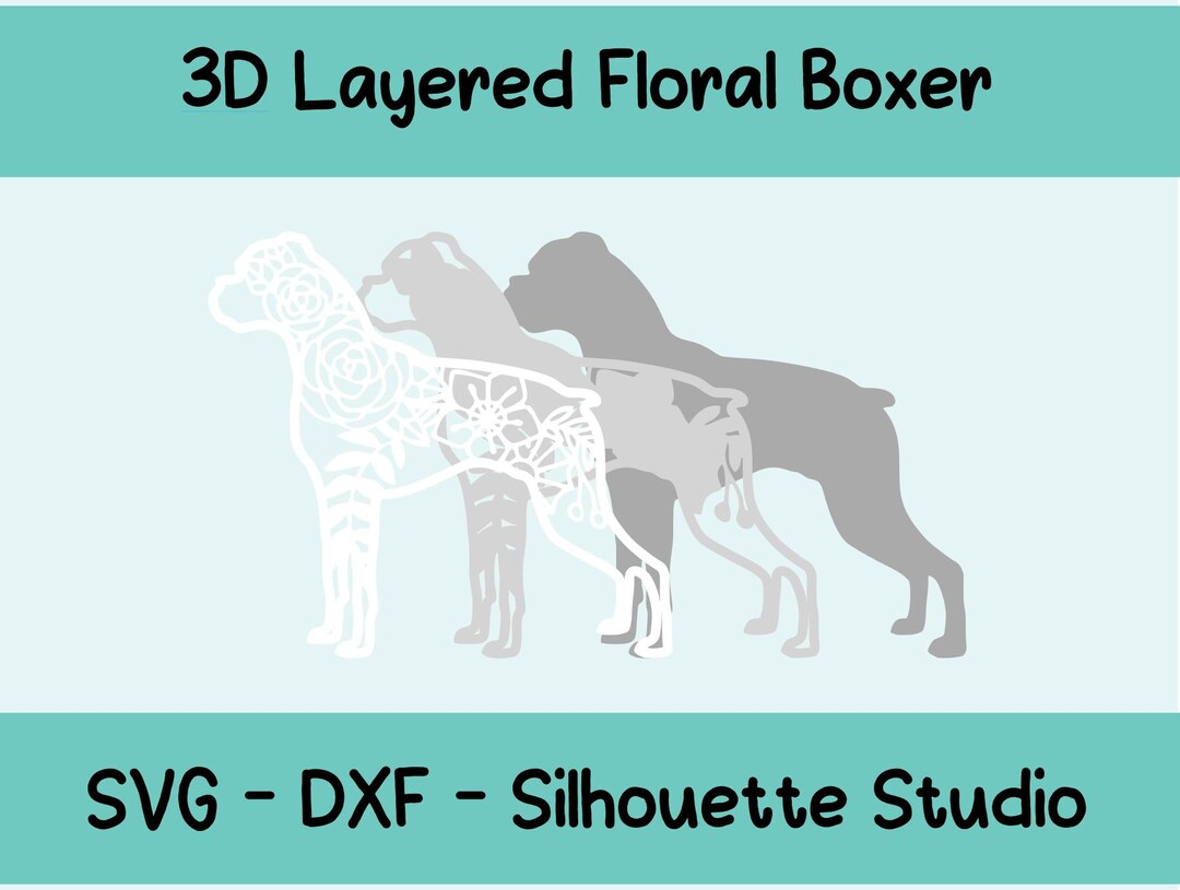 3D Layered Boxer Dog SVG, DXF, Silhouette Studio File - Etsy