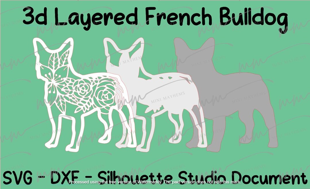 3D Layered French Bulldog SVG, DXF, Silhouette Studio File - Etsy
