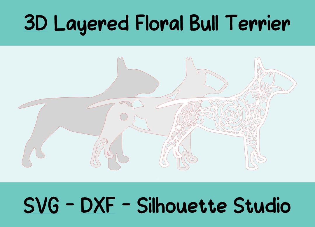3D Layered Bull Terrier SVG, DXF, Silhouette Studio File - Etsy