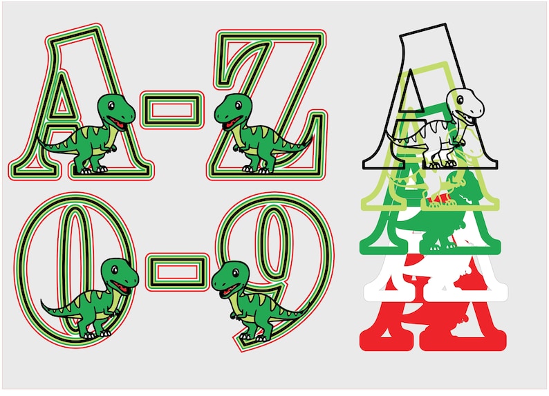 3D Layered T-rex Alphabet & Numbers SVG, DXF, PNG (digital File) - Etsy ...