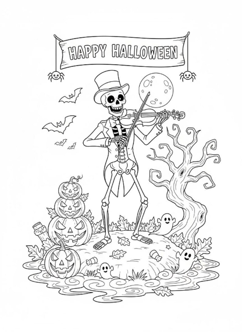 Fall Halloween Coloring Pages: Spooky Kids Activity (digital Download ...