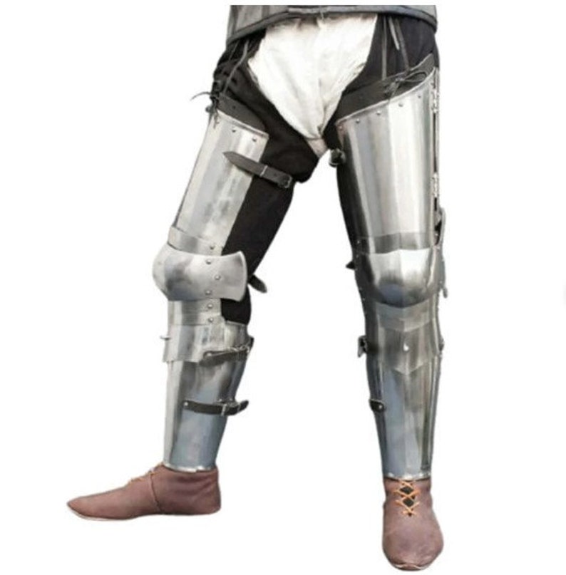Gothic Leg Armor Greaves Leg Guard With Shoes 18 Guage Steel Medieval ...