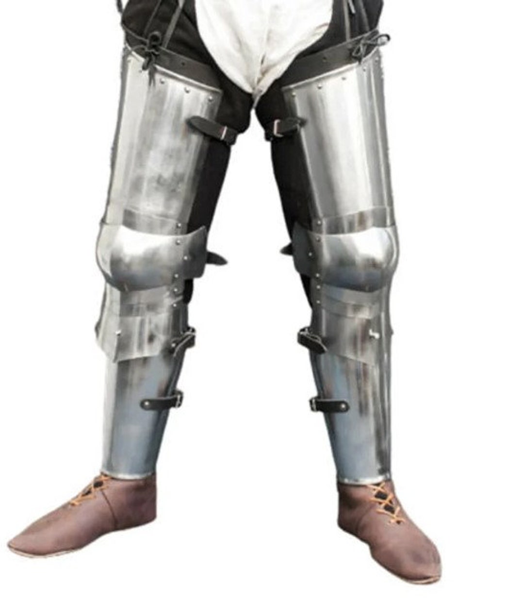 Gothic Leg Armor Greaves Leg Guard With Shoes 18 Guage Steel Medieval ...