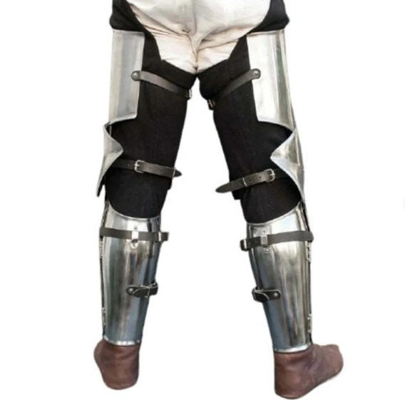 Gothic Leg Armor Greaves Leg Guard With Shoes 18 Guage Steel Medieval ...