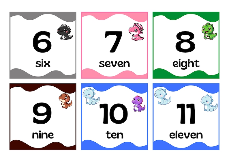 Number Cards 1-100, Printable Flashcards, Counting Cards, Dinosaur ...