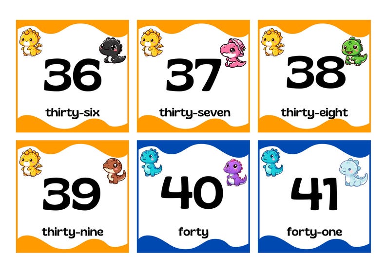Number Cards 1-100, Printable Flashcards, Counting Cards, Dinosaur ...