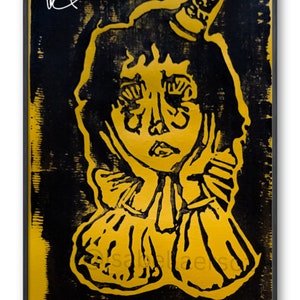 Sad Clown Linoleum Block Print - Etsy