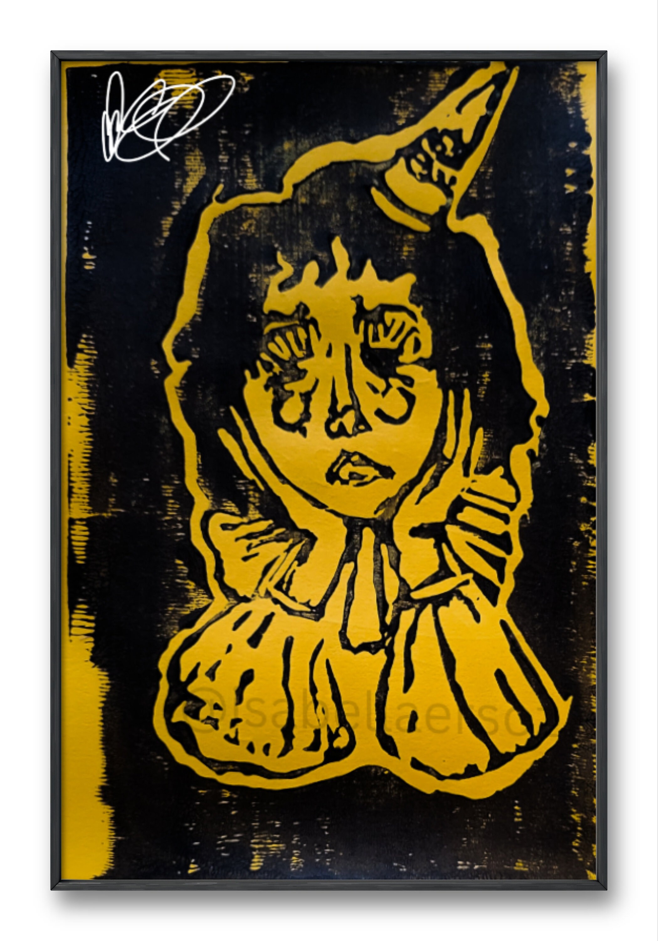 Sad Clown Linoleum Block Print - Etsy