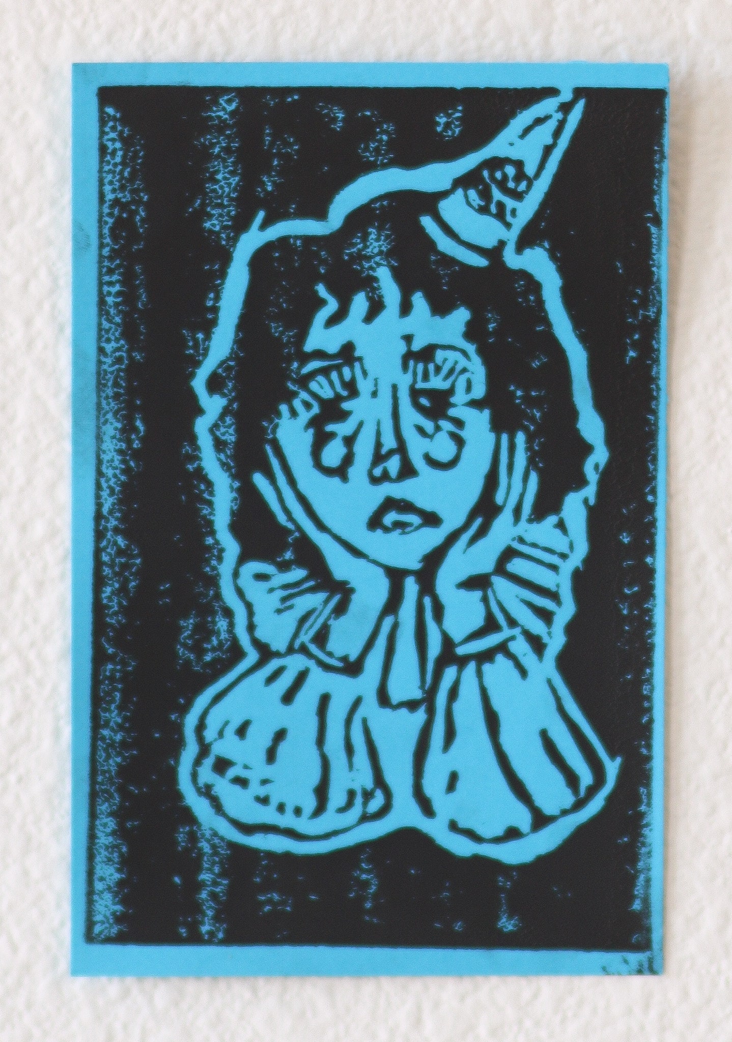 Sad Clown Linoleum Block Print - Etsy