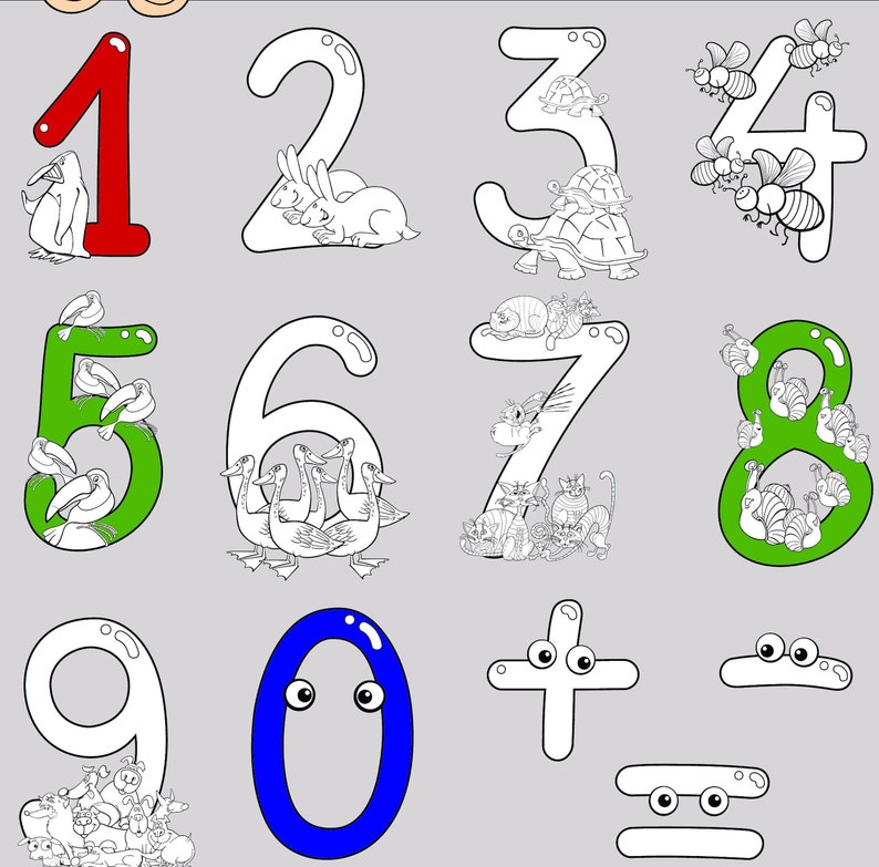 Printable Math Numbers Flash Card, Counting 1-10 Fun Coloring Book ...
