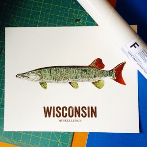 Wisconsin State Fish, Map Art, Nature Outdoor Art, Vintage Map Art, Art ...