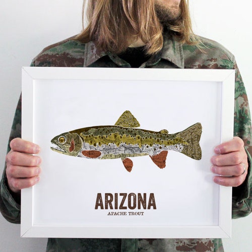 Minnesota State Fish Map Art Nature Outdoor Art Vintage Map - Etsy