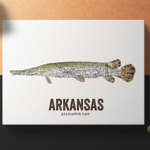 Arkansas State Fish, Map Art, Nature Outdoor Art, Vintage Map Art, Art ...