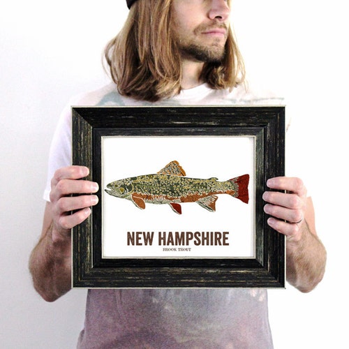 Washington State Fish Map Art Nature Outdoor Art Cottage - Etsy