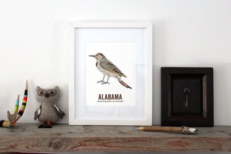 Alabama State Bird Nature Art Outdoor Art Vintage Map Art - Etsy
