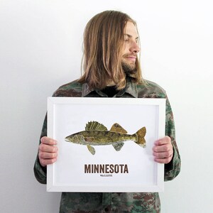 Minnesota State Fish, Map Art, Nature Outdoor Art, Vintage Map Art, Art ...