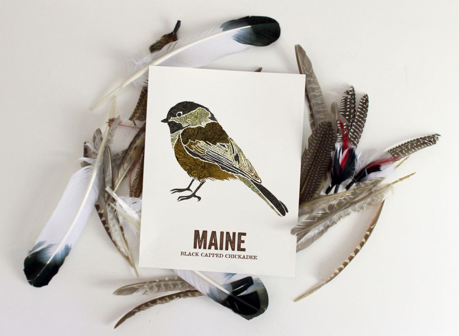 Maine State Bird, Nature Art, Outdoor Art, Vintage Map Art, Art Print ...
