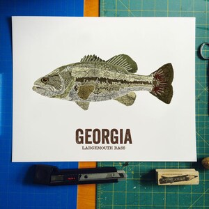 Georgia State Fish, Map Art, Nature Outdoor Art, Vintage Map Art, Art ...