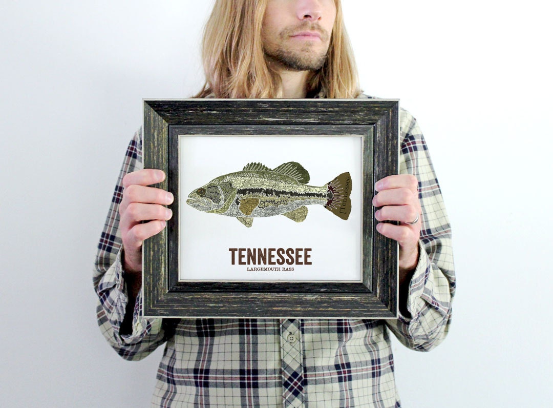 Tennessee State Fish Map Art Nature Outdoor Art Vintage Map - Etsy