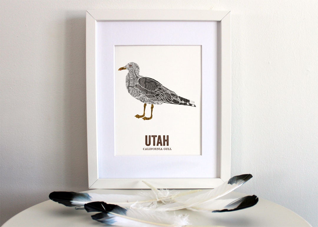 Utah State Bird, Art, Nature Art, Outdoor Art, Vintage Map Art, Art ...
