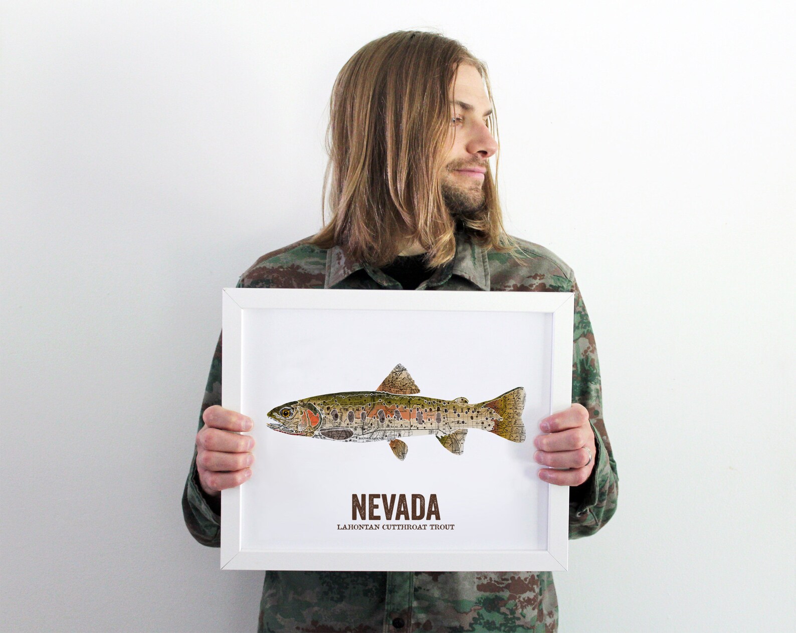 Nevada State Fish Map Art Nature Art Vintage Map Art Art | Etsy