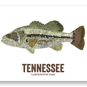 Tennessee State Fish, Map Art, Nature Outdoor Art, Vintage Map Art, Art ...