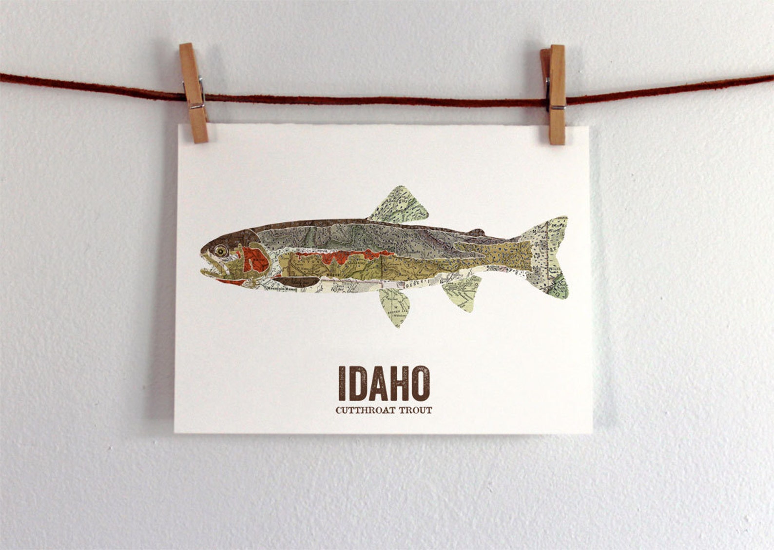 Idaho State Fish, Map Art, Nature Outdoor Art, Vintage Map Art, Art ...