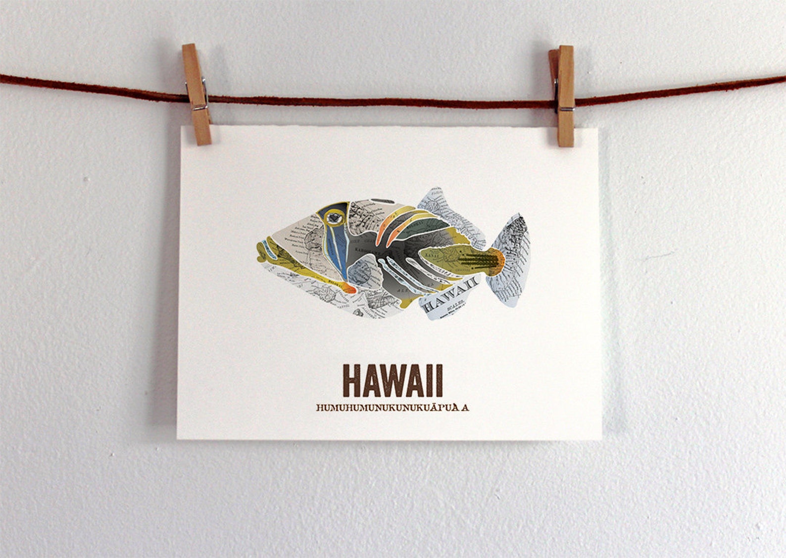 Hawaii State Fish Map Art Nature Outdoor Art Vintage Map - Etsy