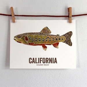 California State Fish, Map Art, Nature Outdoor Art, Vintage Map Art ...