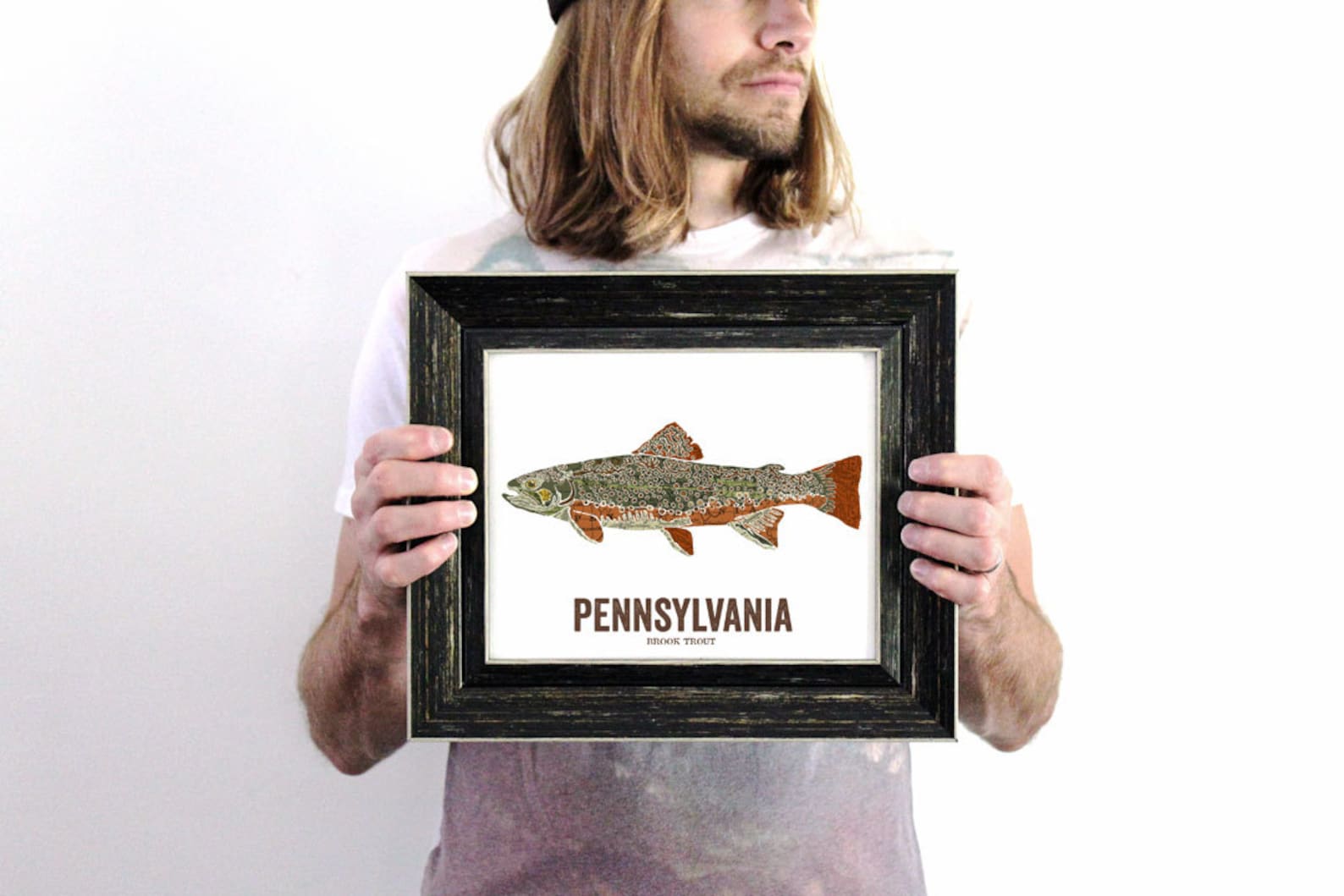 Pennsylvania State Fish, Map Art, Nature Outdoor Art, Vintage Map Art ...