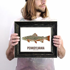 Pennsylvania State Fish, Map Art, Nature Outdoor Art, Vintage Map Art ...