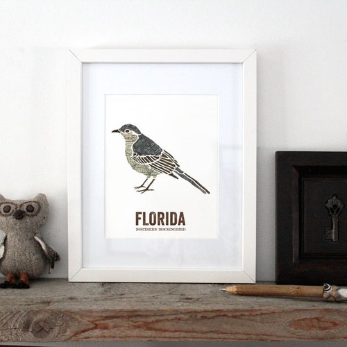Florida State Fish Map Art Nature Outdoor Art Vintage Map - Etsy