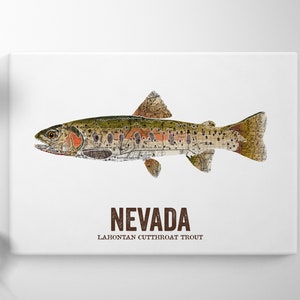 Nevada State Fish, Map Art, Nature Art, Vintage Map Art, Art Print ...