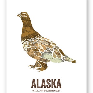 Alaska State Bird, Nature Art, Outdoor Art, Vintage Map Art, Art Print ...