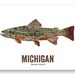 Michigan State Fish Map Art Nature Outdoor Art Vintage Map - Etsy