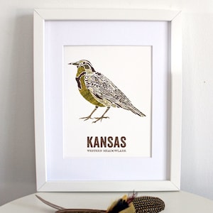 Kansas State Bird, Nature Art, Outdoor Art, Vintage Map Art, Art Print ...