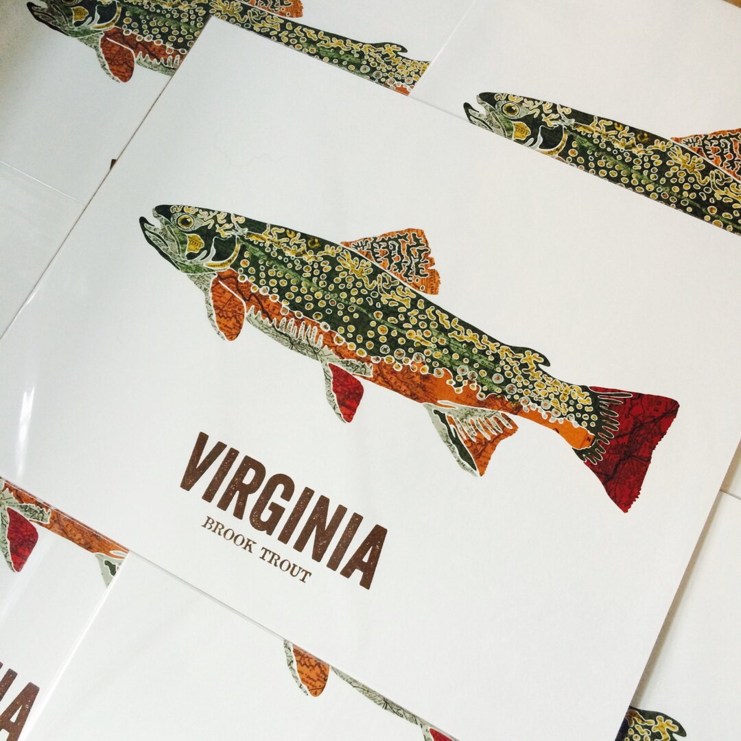 Virginia State Fish, Map Art, Nature Outdoor Art, Vintage Map Art, Art ...