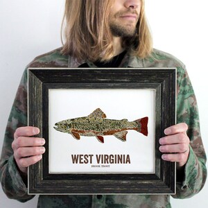 West Virginia State Fish, Map Art, Nature Outdoor Art, Vintage Map Art ...