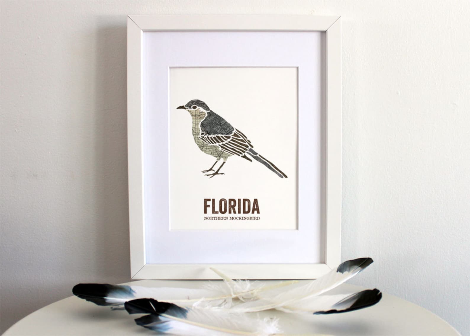 Florida State Bird Nature Art Outdoor Art Vintage Map Art - Etsy