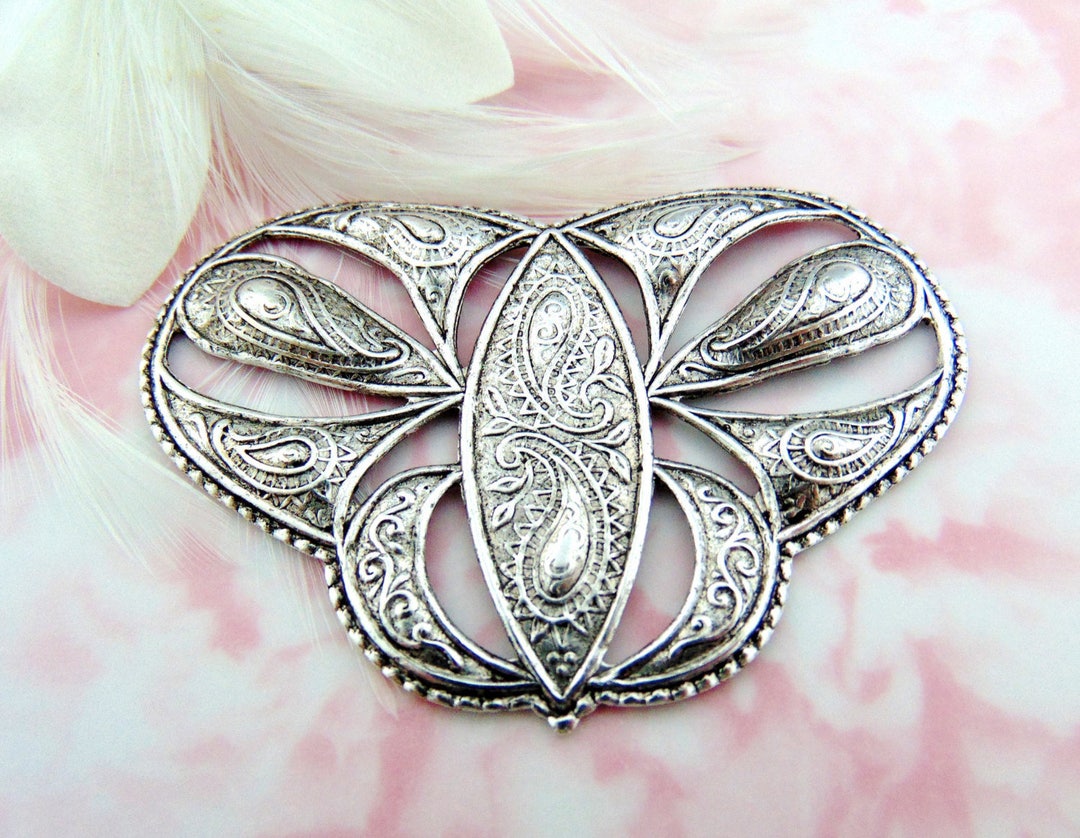 ANTIQUE SILVER Embossed Scroll Plaque Stamping ~ Jewelry Findings (FC ...