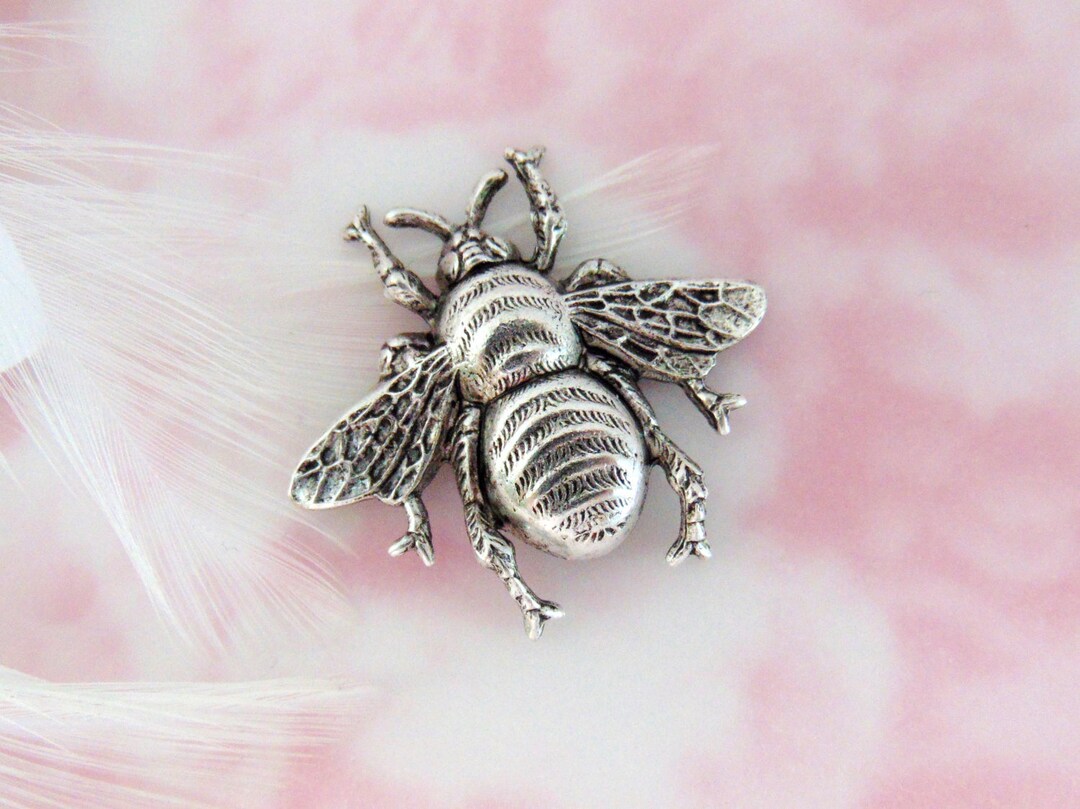Antique Silver 2 Pieces Small Bee Stampings Jewelry Ornament Findings ...
